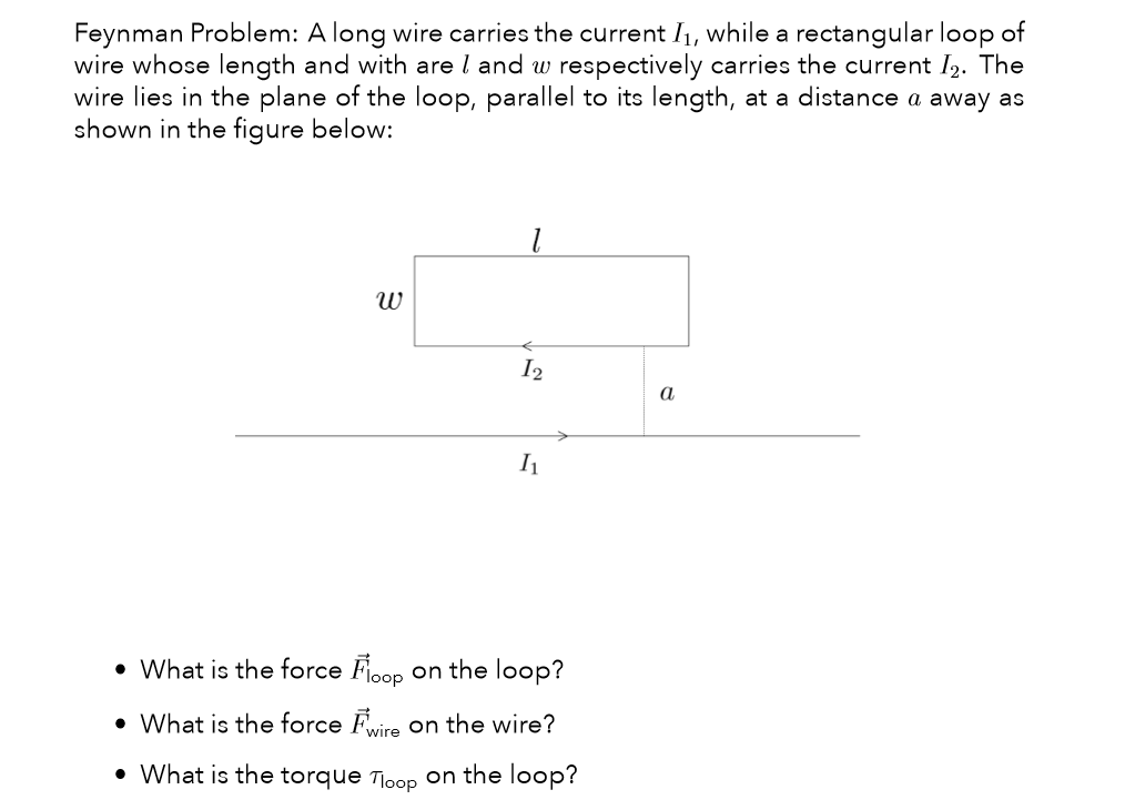 Solved Feynman Problem: Along wire carries the current I1, | Chegg.com