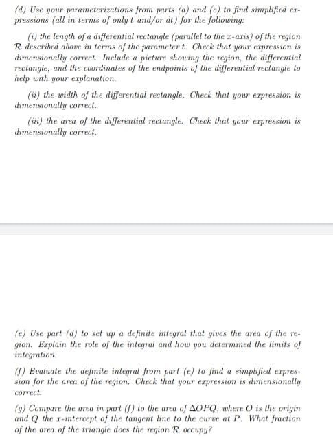 (d) Use your parameterizations from parts (a) and (c) | Chegg.com
