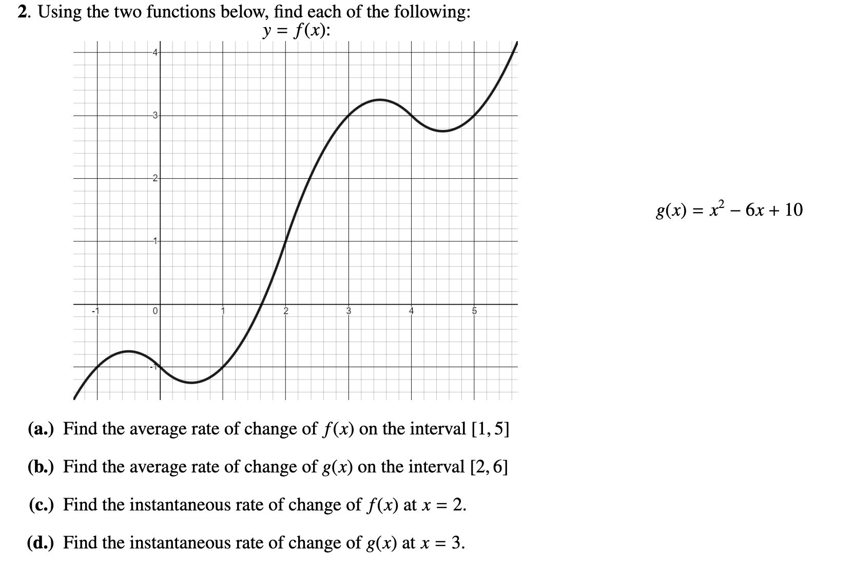 Solved 2 Using The Two Functions Below Find Each Of The