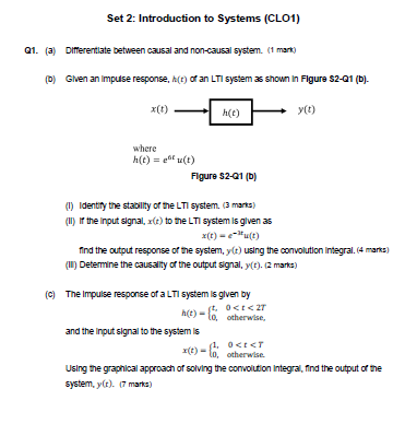 Solved Set 2: Introduction to Systems (CLO1) Q1. (a) | Chegg.com