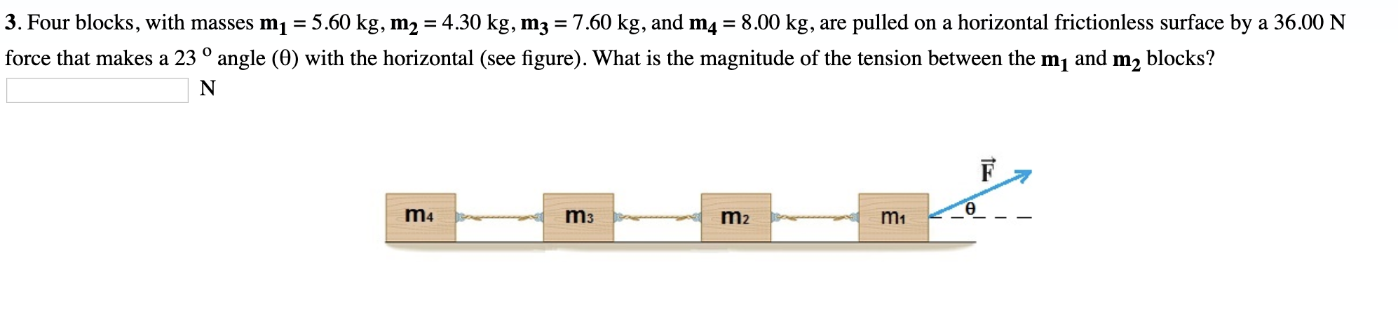 Solved 3. Four blocks, with masses m1 = 5.60 kg, m2 = 4.30 | Chegg.com