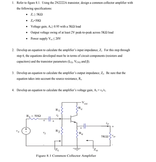 Solved 1. Refer to figure 8.1. Using the 2N2222A transistor, | Chegg.com
