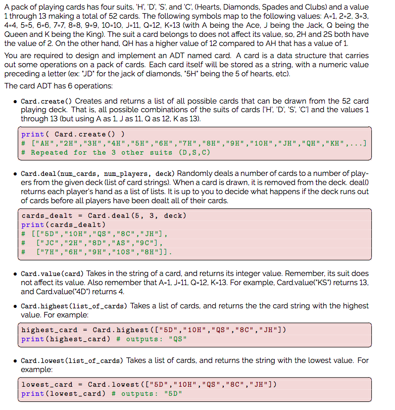 Solved Card.average (list_of_cards) Takes a list of cards, | Chegg.com