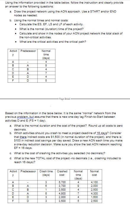 Solved Using the information provided in the table below, | Chegg.com