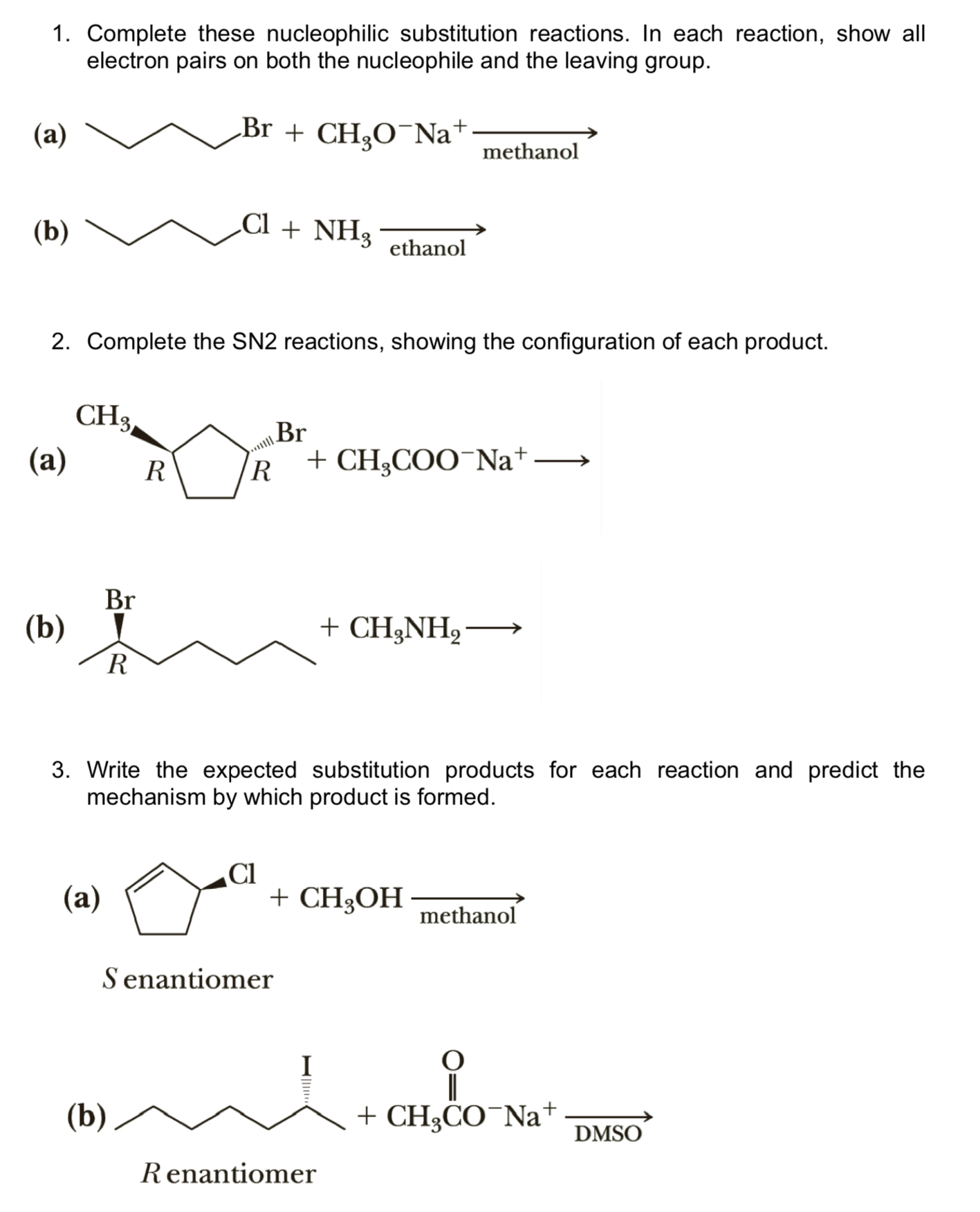 Solved Complete these nucleophilic substitution reactions. | Chegg.com