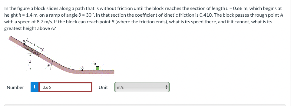 Solved In the figure a block slides along a path that is | Chegg.com