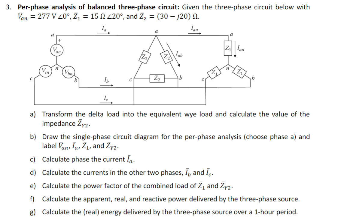 Solved Per-phase analysis of balanced three-phase circuit: | Chegg.com