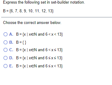 Solved Express the following set in set-builder notation. B | Chegg.com