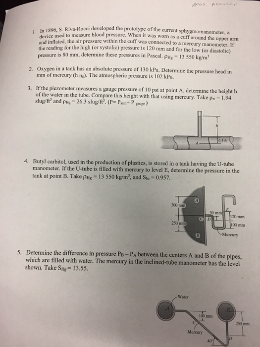 Solved In 1896, S. Riva-Rocci developed the prototype of the | Chegg.com
