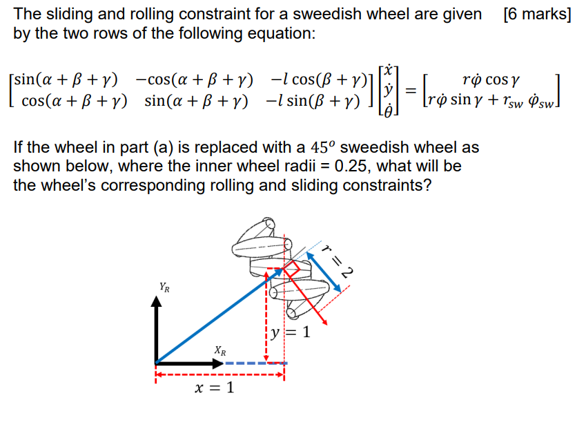 The sliding and rolling constraint for a sweedish | Chegg.com