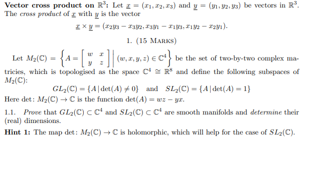 Solved Vector cross product on R3: Let x=(x1,x2,x3) and | Chegg.com