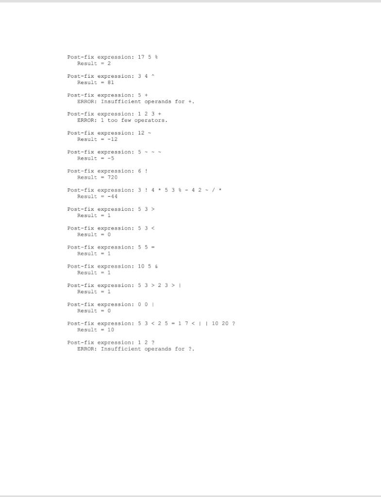 Solved Enhanced Postfix Evaluator Problem Description: In | Chegg.com
