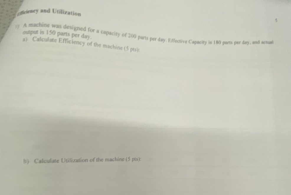 Solved and Utilization A machine was designed for a capacity | Chegg.com