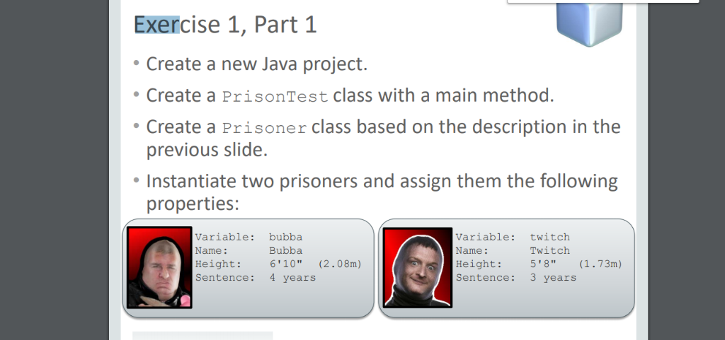 Solved Exercise 1, Part 1 Create a new Java project. Create | Chegg.com