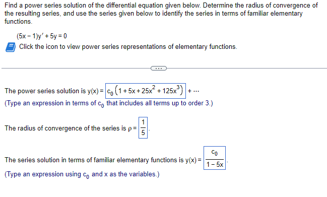 Find a power series solution of the differential | Chegg.com