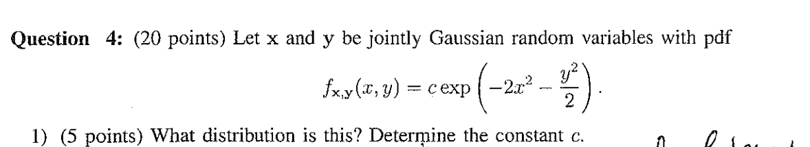 Solved Question 4: (20 points) Let x and y be jointly | Chegg.com