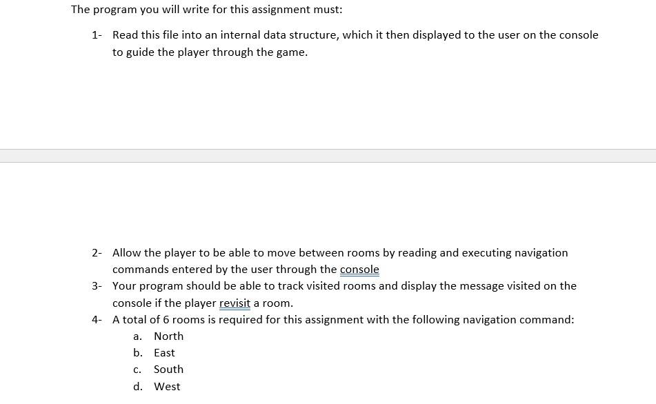 Solved The adventure game you will implement for this | Chegg.com