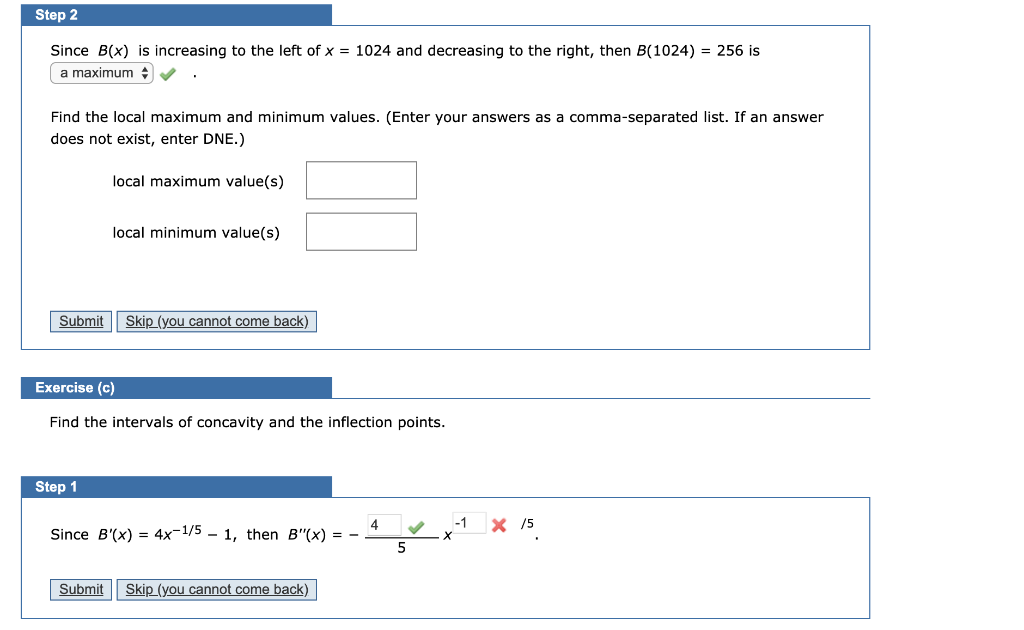 Exercise (c) Find the intervals of concavity and the | Chegg.com