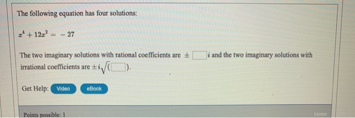 Solved The following equation has four solutions: +122=27 | Chegg.com