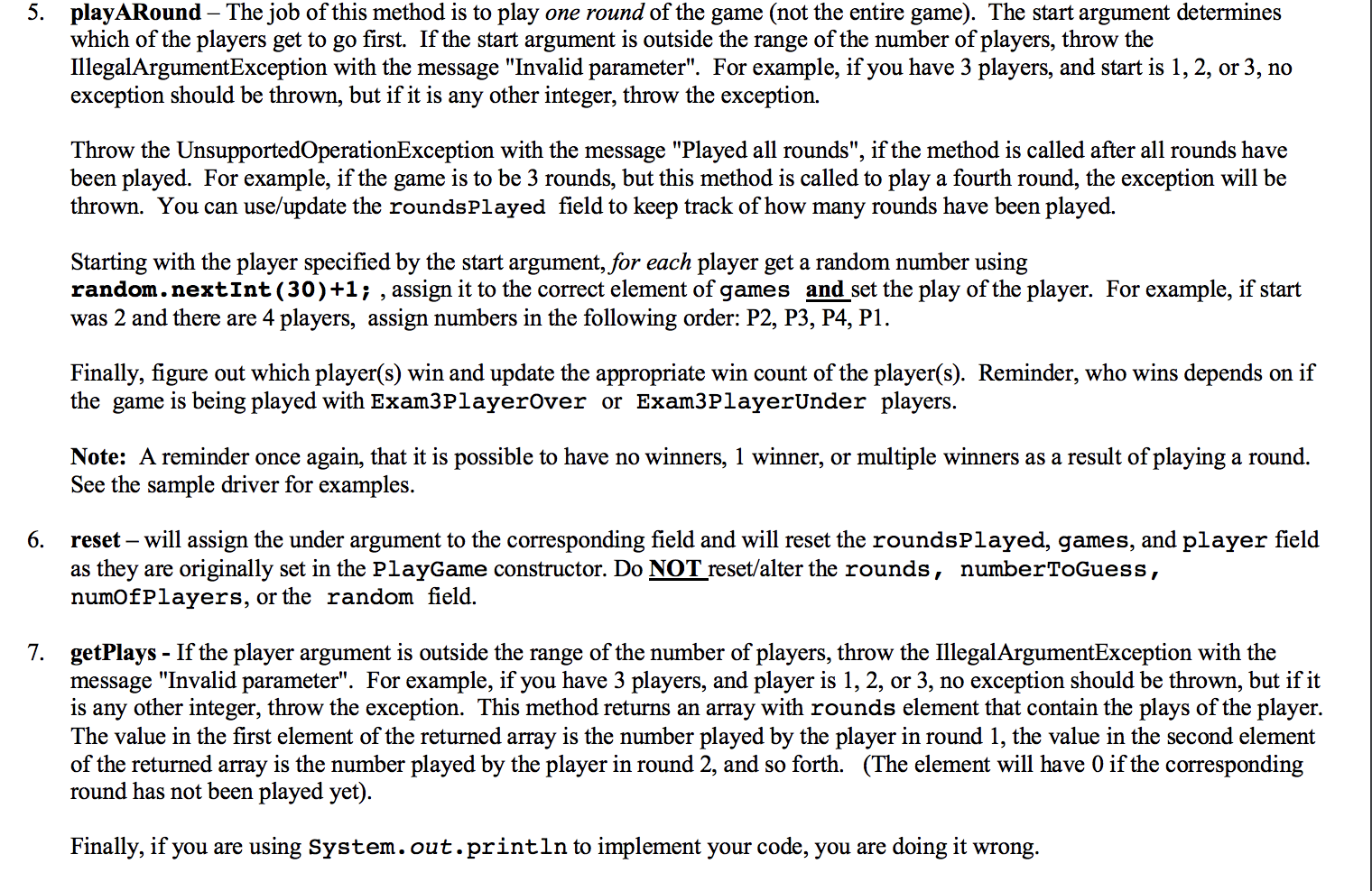 Solved PlayGame Class Specification The PlayGame class | Chegg.com