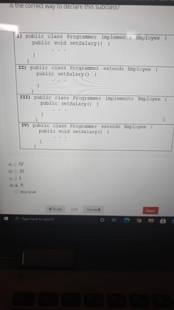 Solved is the correct way to declare this subclass! I) | Chegg.com