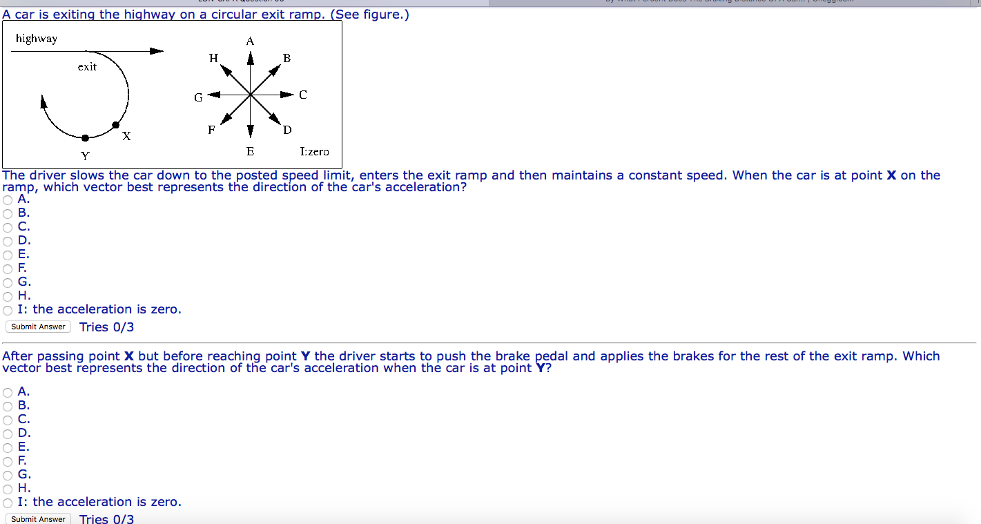 Solved A car is exiting the highway on a circular exit ramp. | Chegg.com
