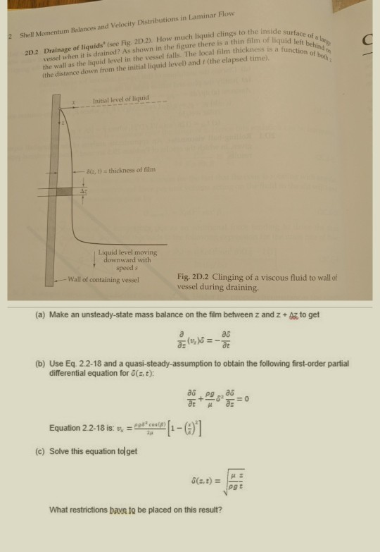 Solved 2 Shell Momentum Balances and Velocity Distributions | Chegg.com