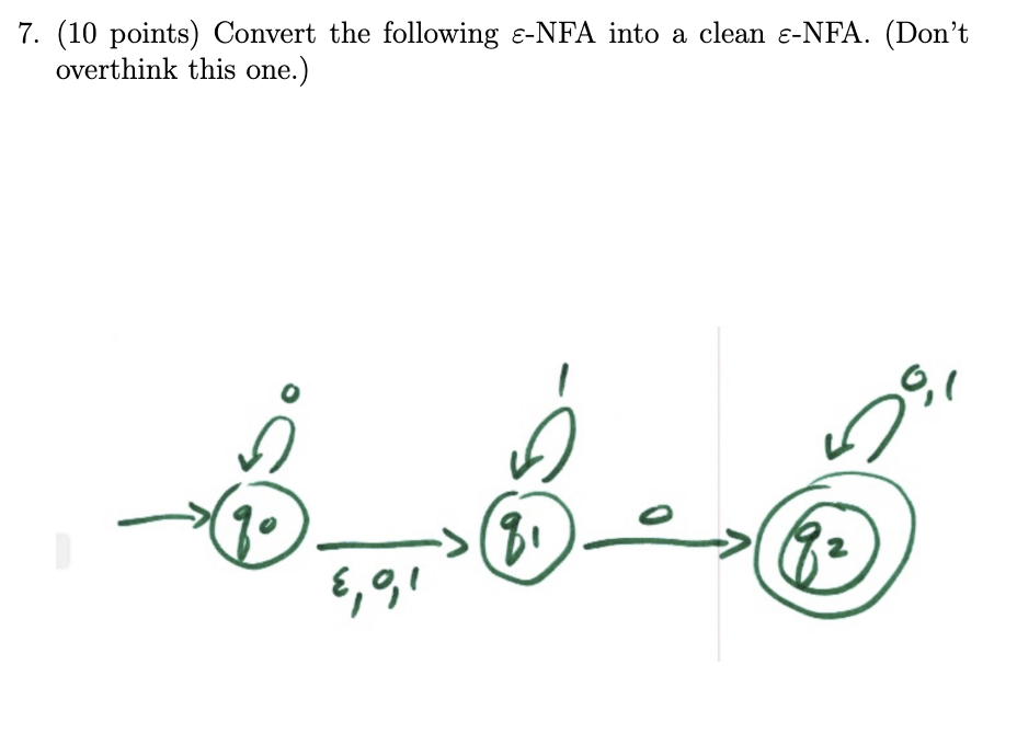 Solved 7. (10 points) Convert the following e-NFA into a | Chegg.com