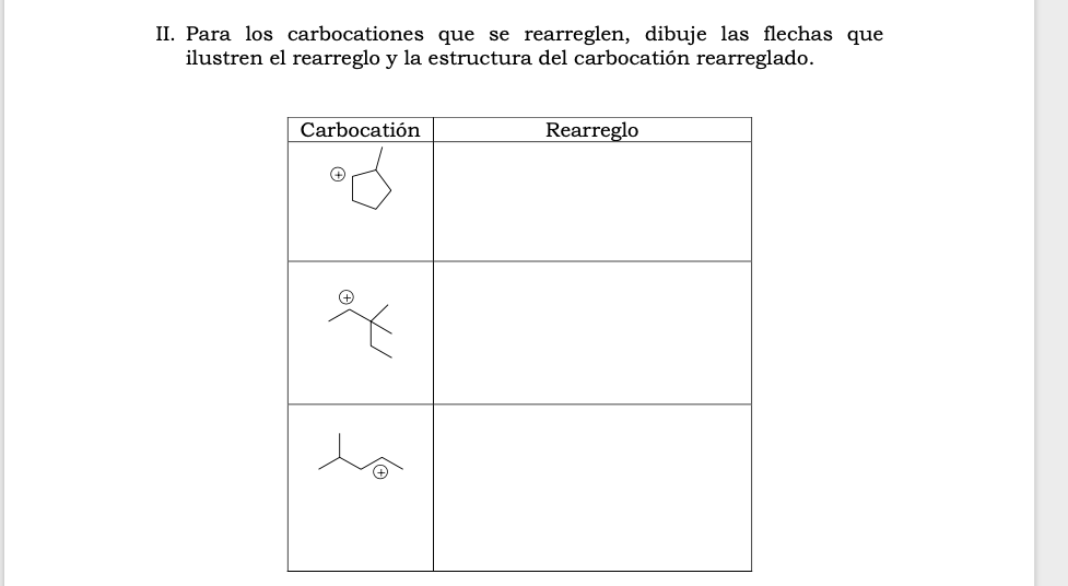Solved For carbocations that rearrange, draw arrows to | Chegg.com