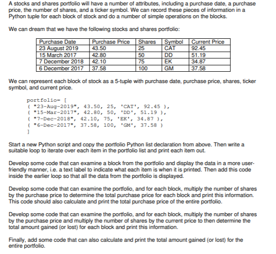 Solved A stocks and shares portfolio will have a number of | Chegg.com