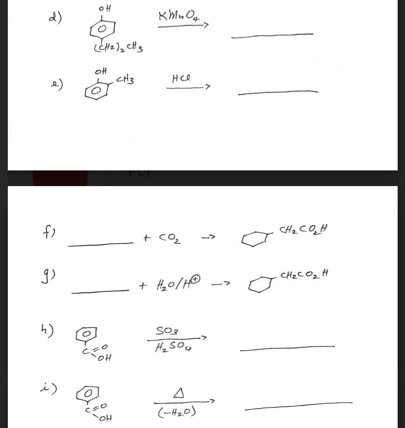 Solved OH KMnO4 (CH2)₂CH3 OH 애 CH3 He e) > f) CH₂ COH + CO₂ | Chegg.com