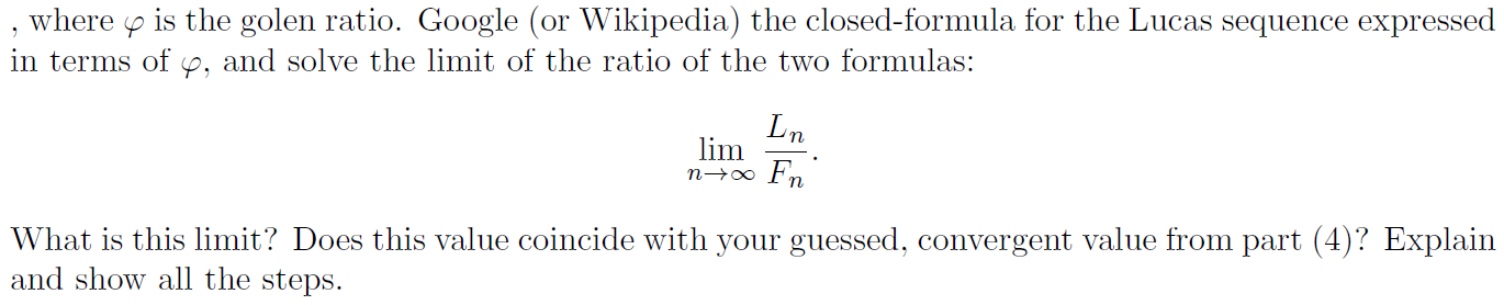 Solved (e) Lucas numbers are often referred to as the sister | Chegg.com