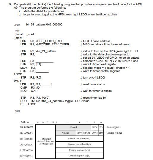9. Complete (fill the blanks) the following program | Chegg.com