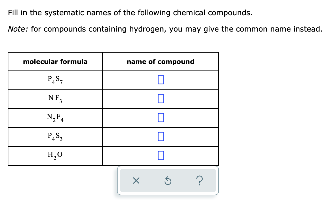 Solved Fill in the systematic names of the following | Chegg.com