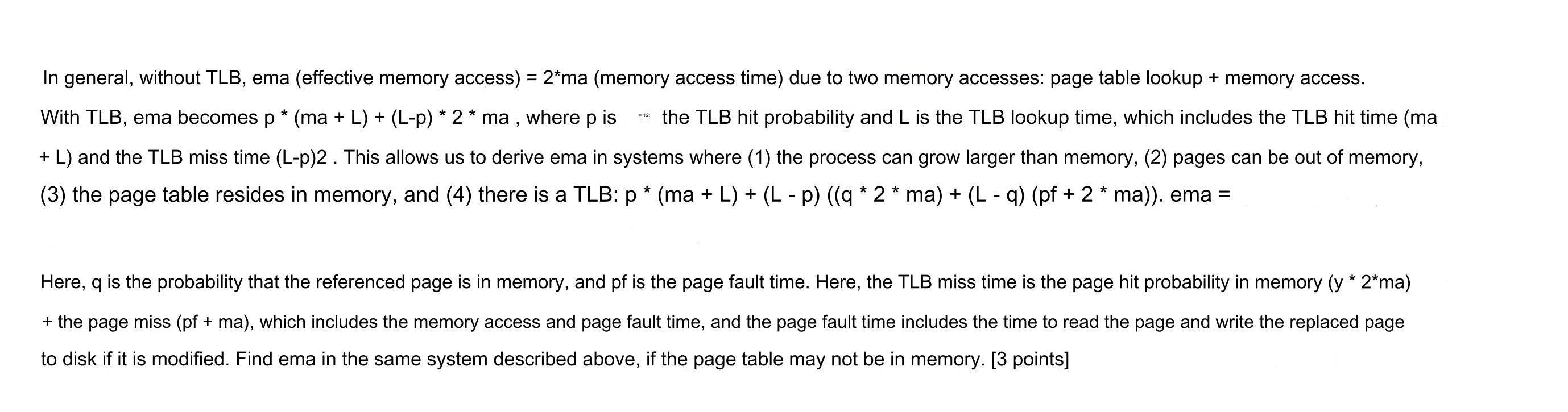 Solved = 12. In ﻿general, without TLB, ﻿ema (effective | Chegg.com