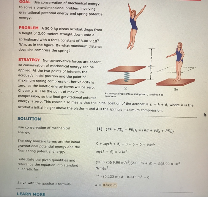 Solved GOAL Use conservation of mechanical energy to solve a | Chegg.com