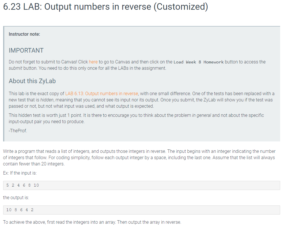 Solved 623 Lab Output Numbers In Reverse Customized I