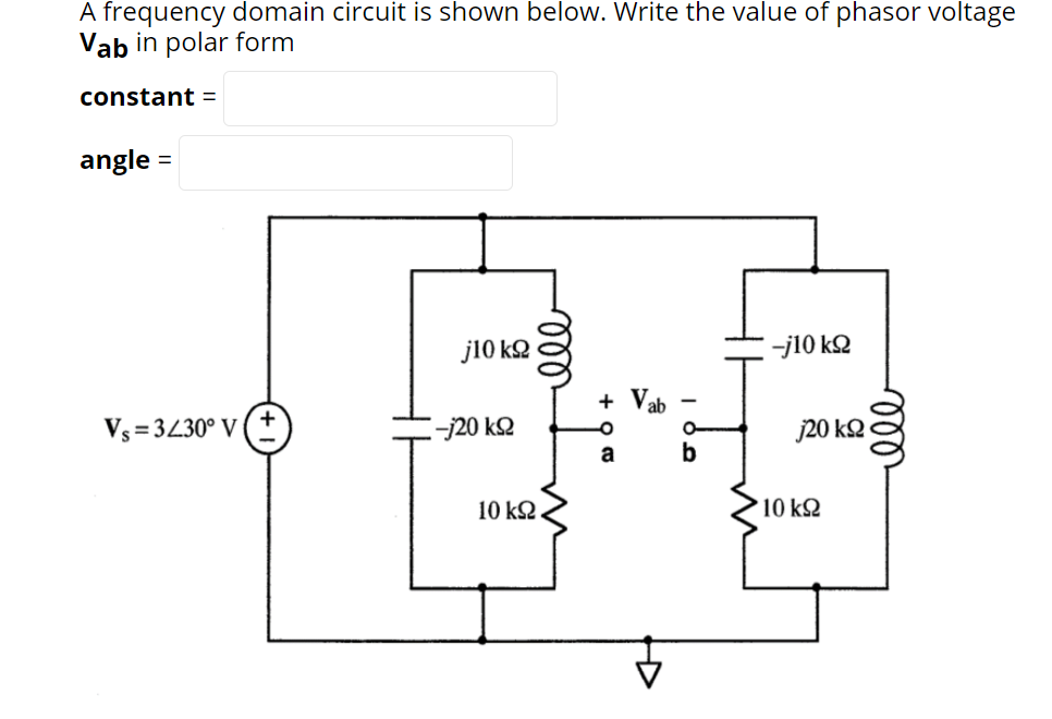 Solved A frequency domain circuit is shown below. Write the | Chegg.com