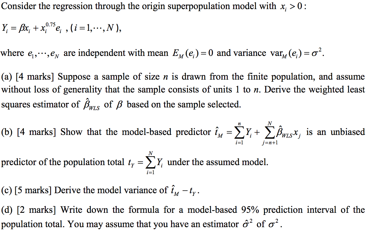 Solved Consider the regression through the origin | Chegg.com