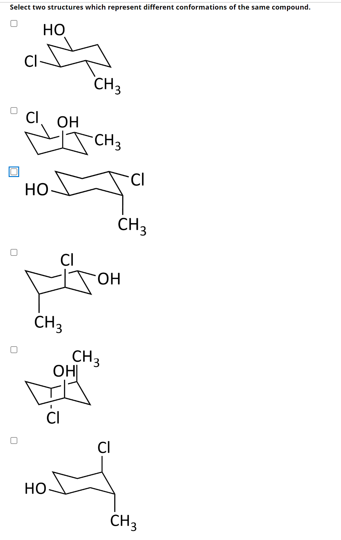 Solved Select two structures which represent different | Chegg.com