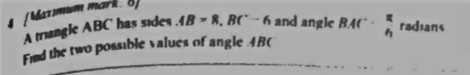 Solved • Marmuan mark. * radians ) A mangle ABC has sedes AB | Chegg.com
