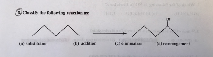 Solved Classify the following reaction as: (a) substitution | Chegg.com