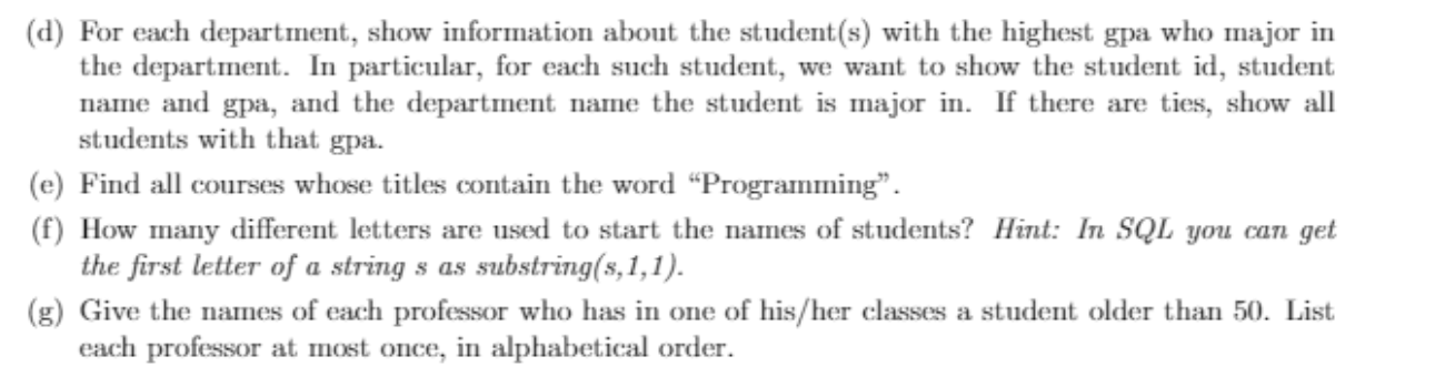 Solved 1. Consider the following database schema describing | Chegg.com