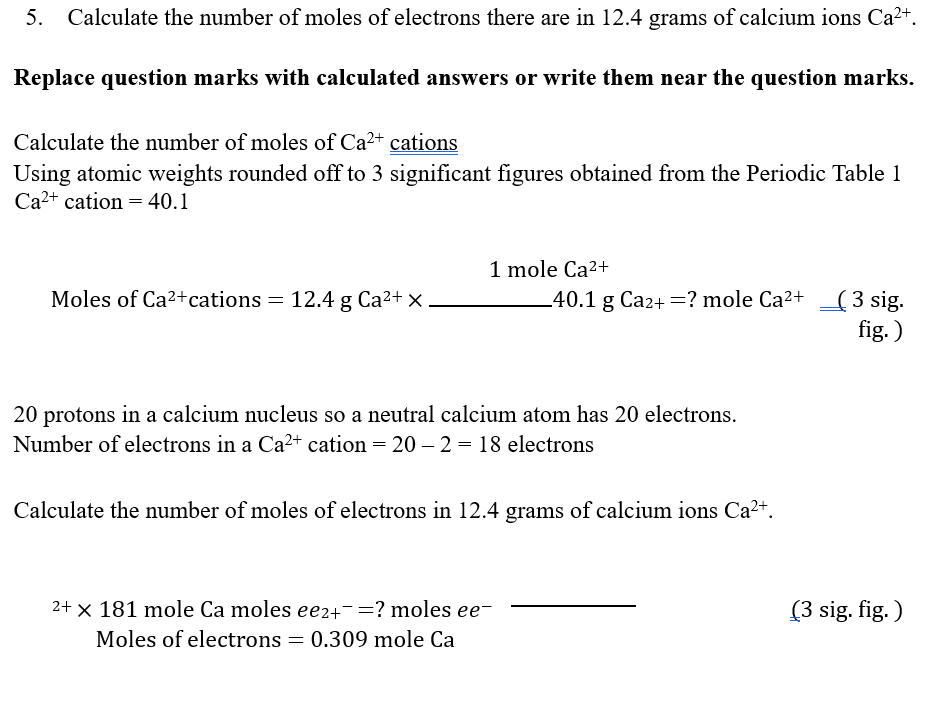 5. Calculate the number of moles of electrons there | Chegg.com
