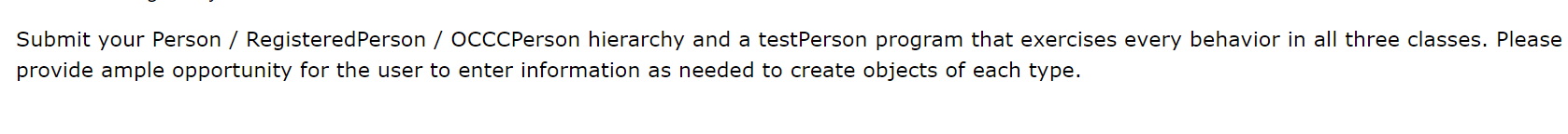 Solved Person firstName: String lastName: String - dob: | Chegg.com