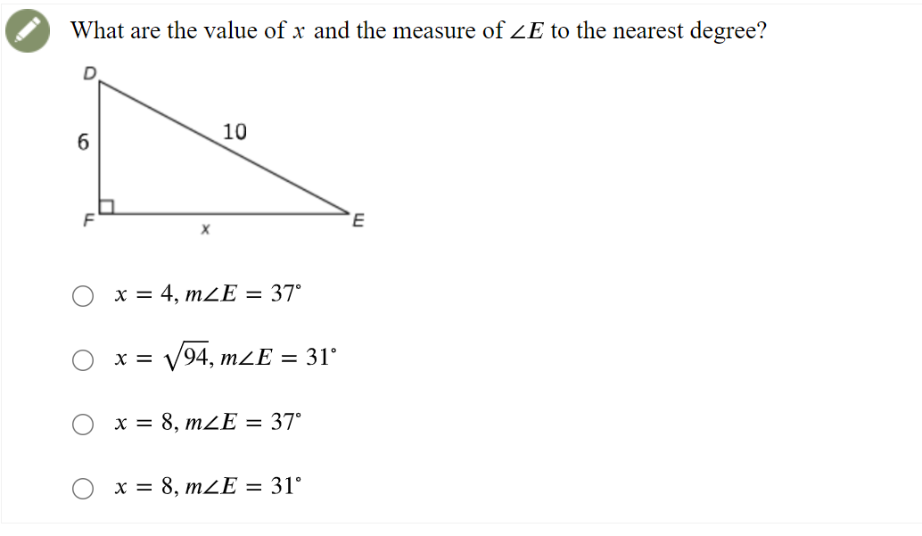 Solved What are the value of x ﻿and the measure of ??E ﻿to | Chegg.com