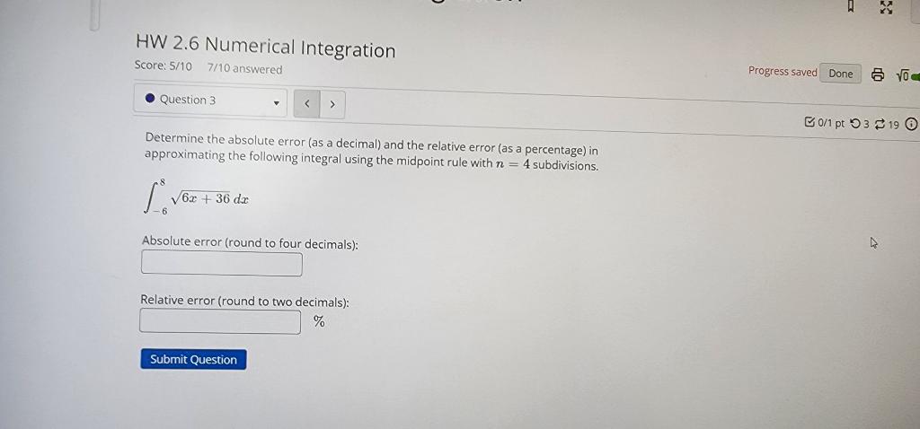 Solved Determine the absolute error (as a decimal) and the | Chegg.com