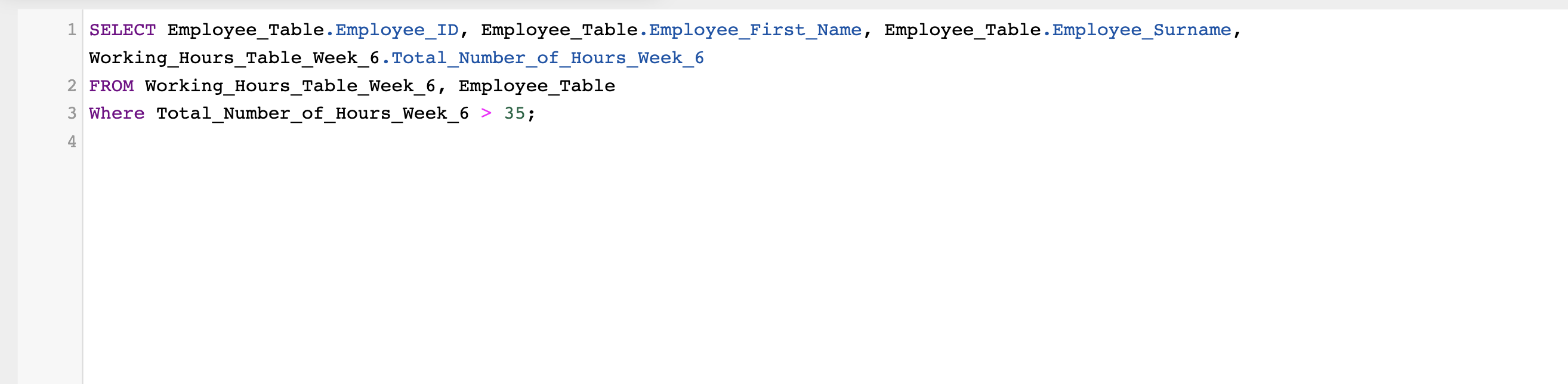 Solved 1 SELECT Employee_Table. Employee_ID, Employee_Table. | Chegg.com