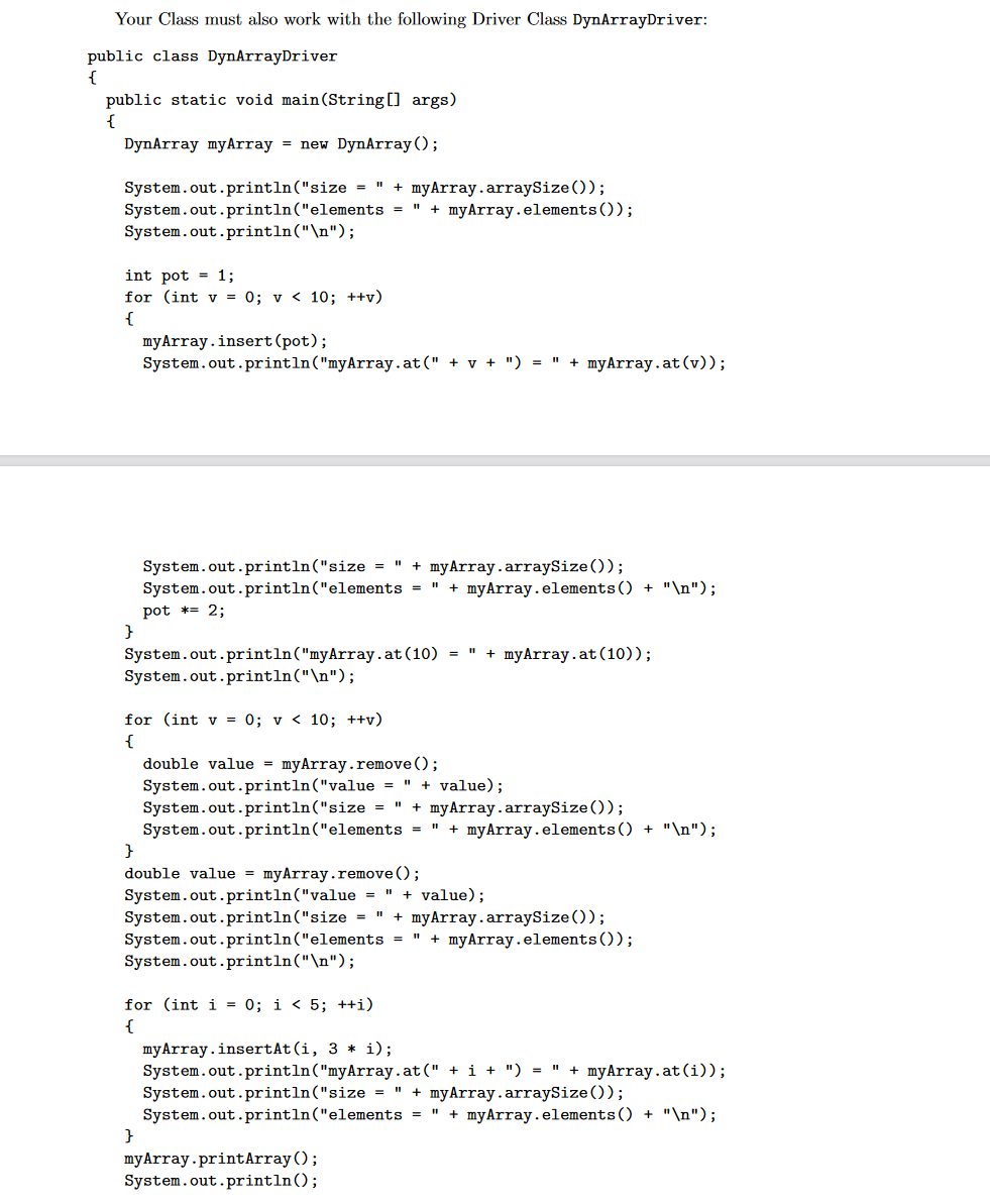 Solved Program Specification: An array that can grow and | Chegg.com