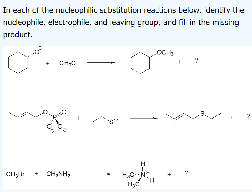 Solved In each of the nucleophilic substitution reactions | Chegg.com